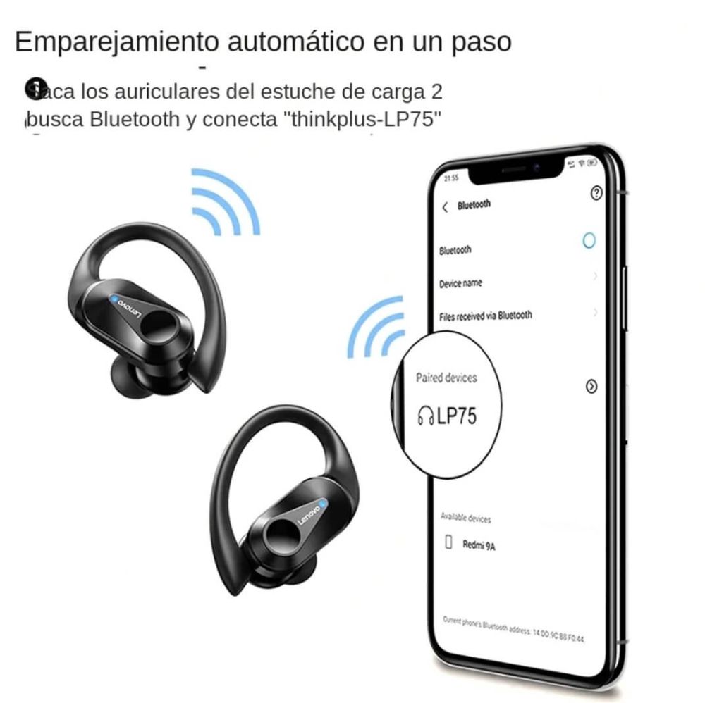 Auriculares Bluetooth Lenovo LP75 TWS – Mercachip